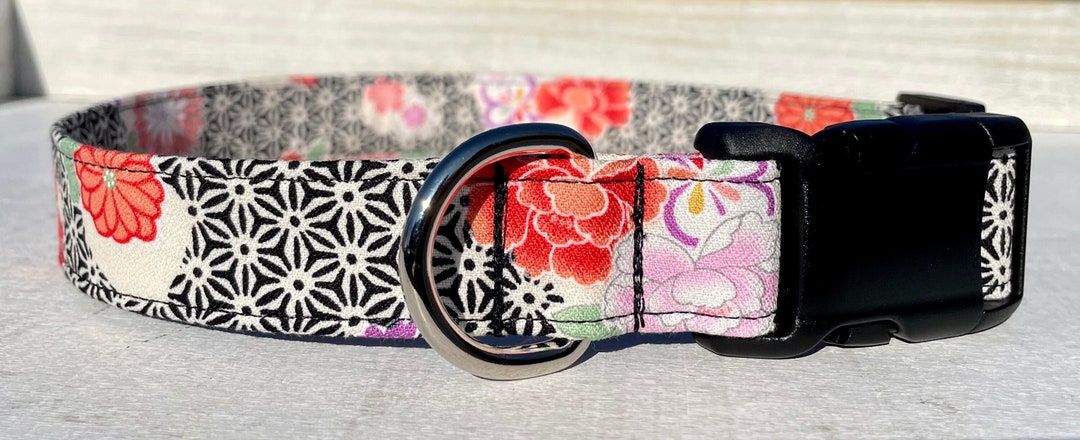 Japanese Floral Dog Collar, Girl Puppy Collars, Handmade Adjustable ...