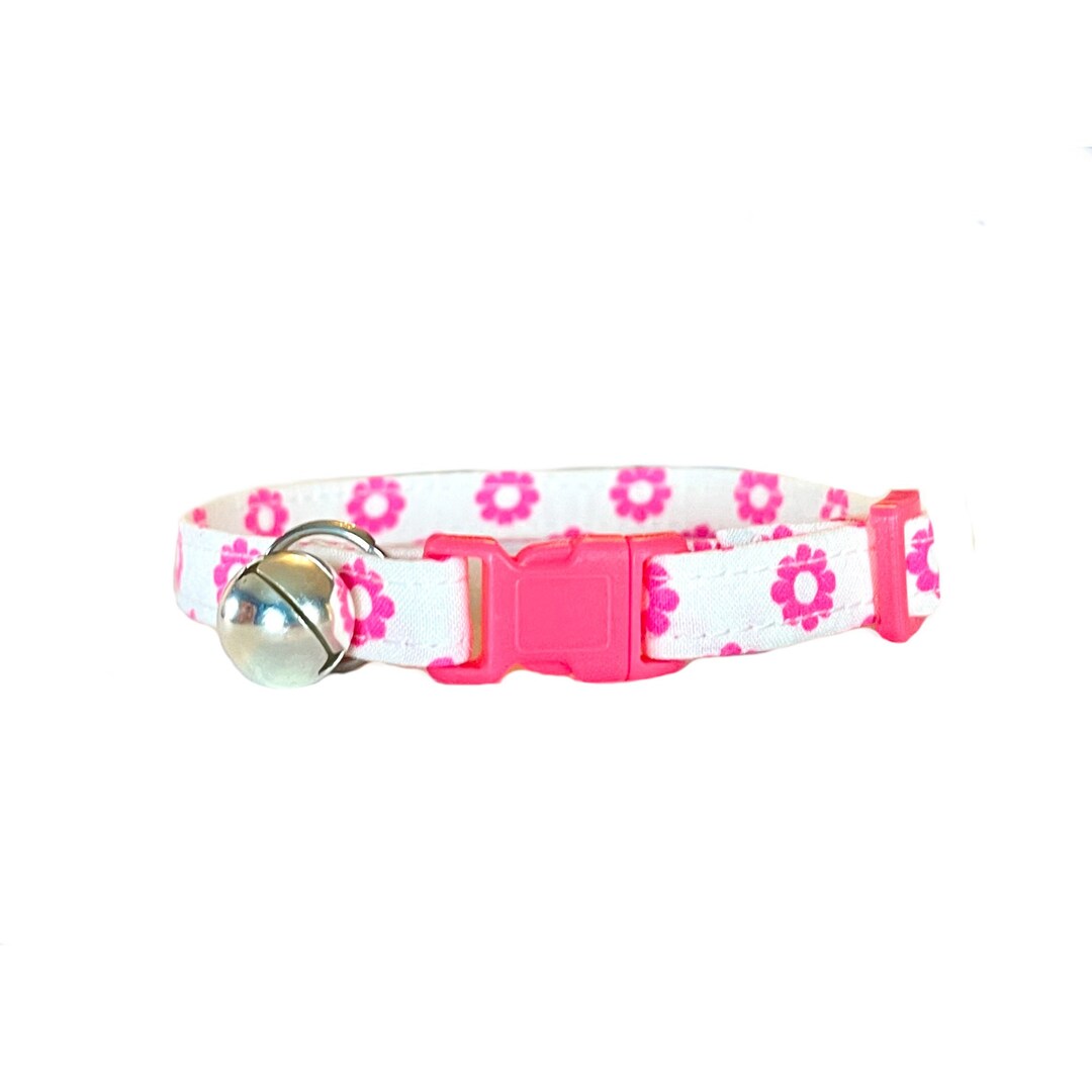 Cat Collar, "neon Pink Daisy" Retro Daisies Breakaway Kitten Collar ...