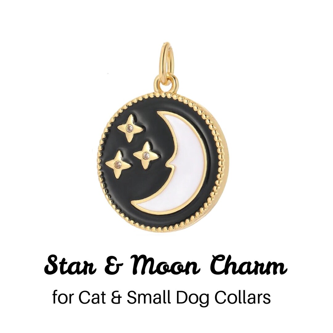 Cat Collar Charm, Star and Moon Charm ADD ON for Kitten or Small Dog ...
