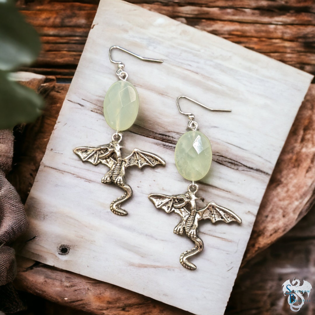 Dragon & Jade Earrings, New Jade Crystal Earrings, Crystal Earrings ...