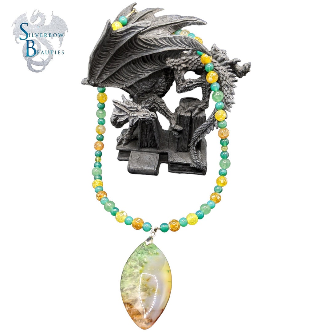 Dragon Scale Agate Brazilian Agate & Peridot Necklace - Etsy