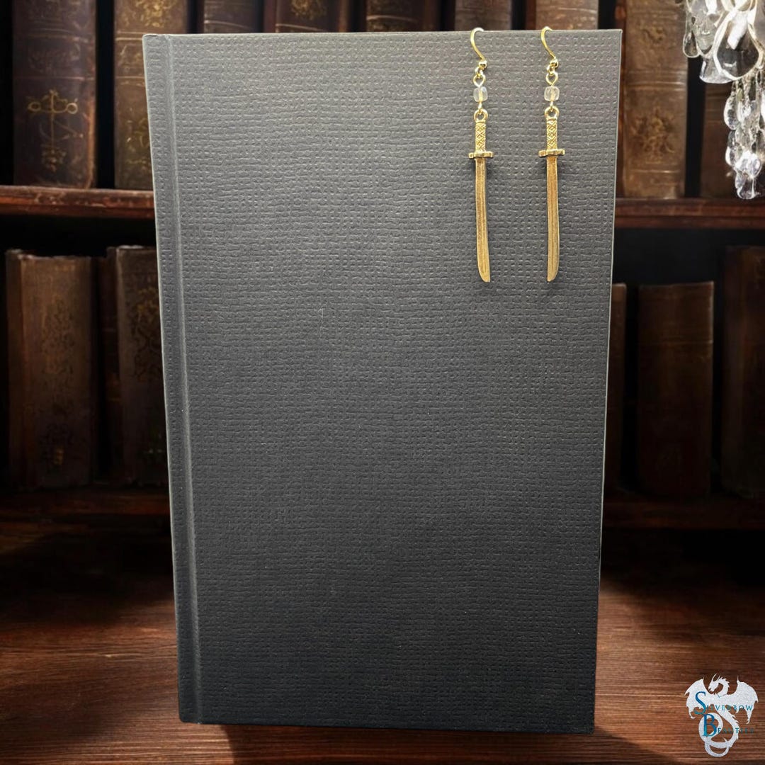 Labradorite & Samurai Katana Sword Earrings Hypoallergenic 18k Gold ...