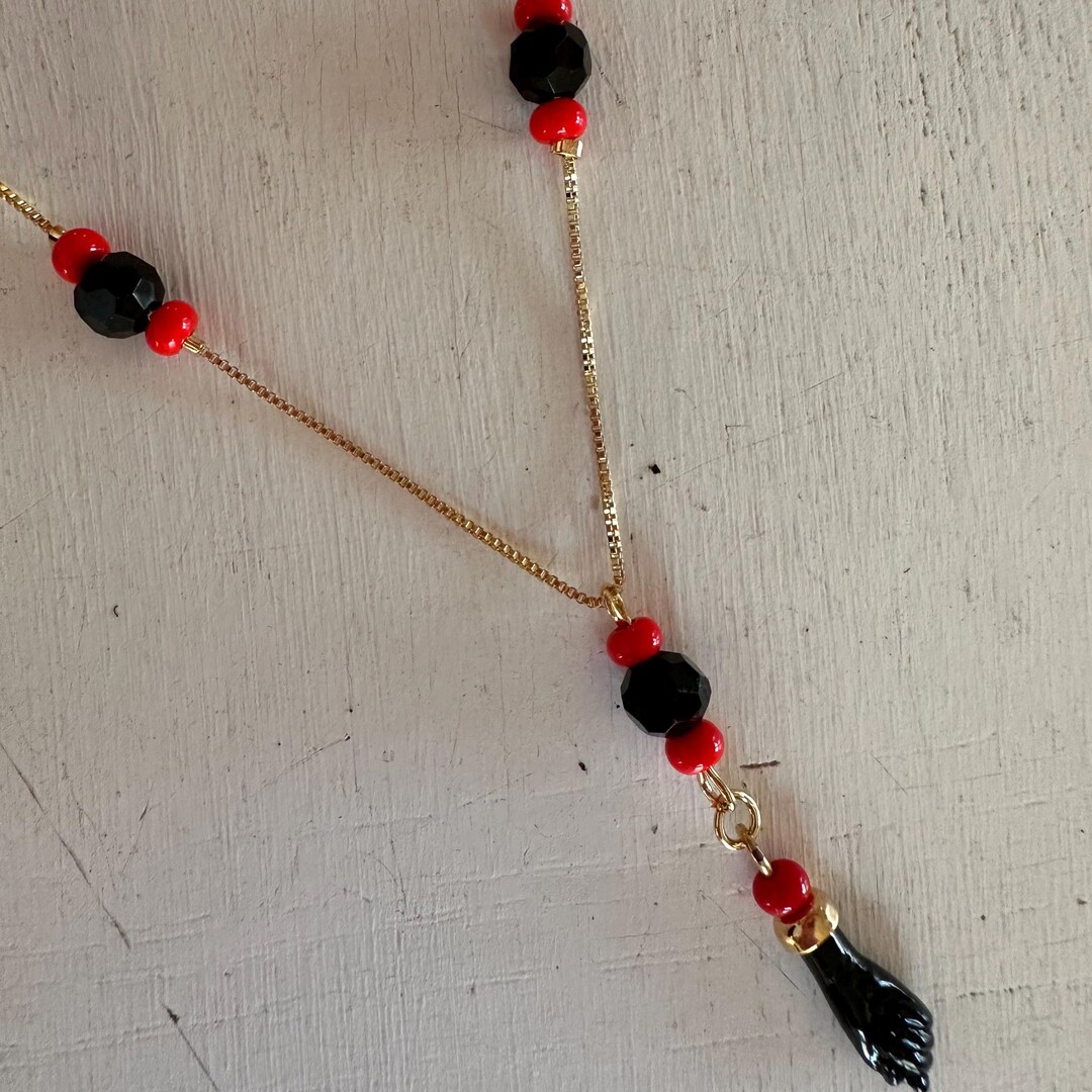 Black Figa Hand Simulated Azabache Evil Eye Necklace - Etsy