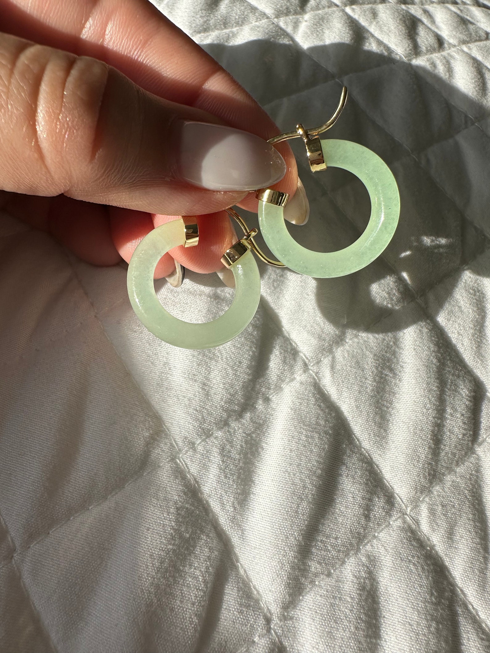 Jade Hoop Earrings - Etsy