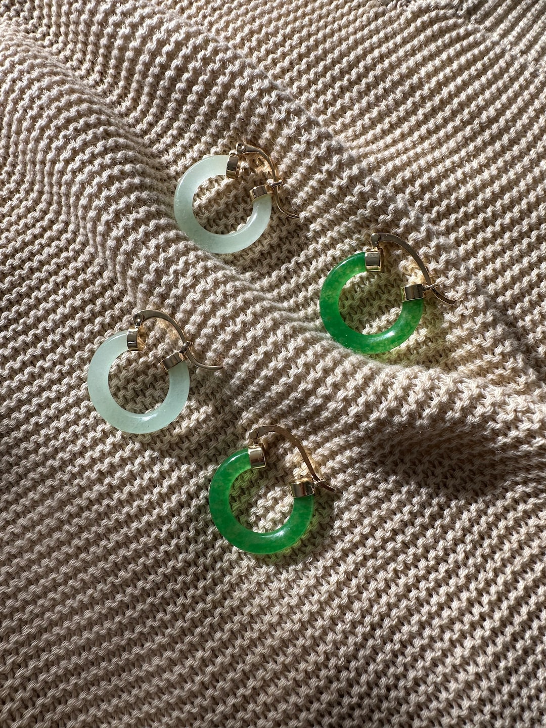 Jade Hoop Earrings - Etsy