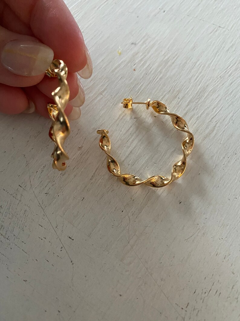 Twisted Gold Hoops - Etsy
