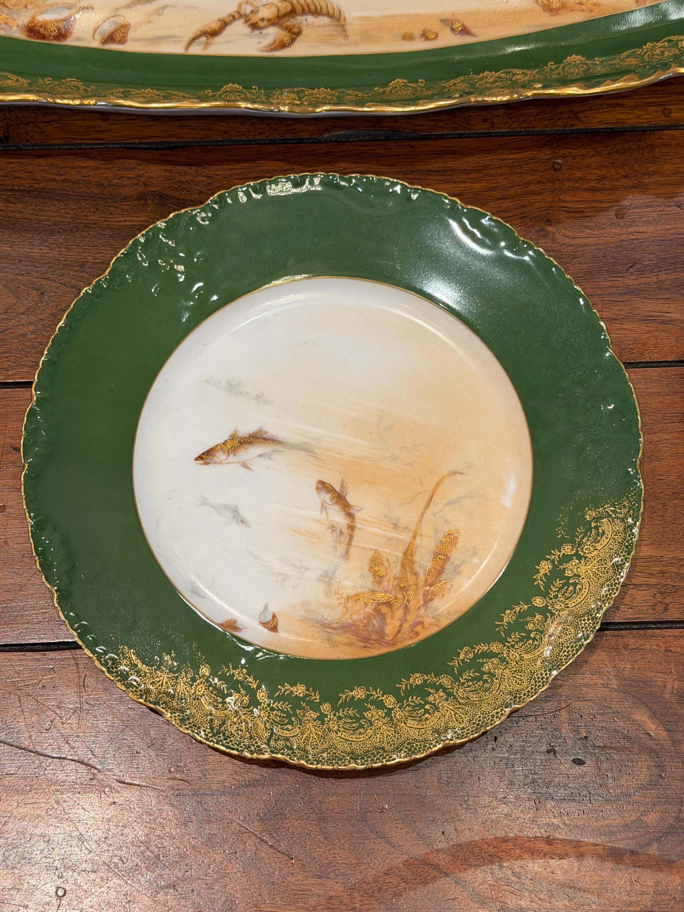 Antique Theodore Haviland Limoges Fish Set – Hand Painted & Signed ...