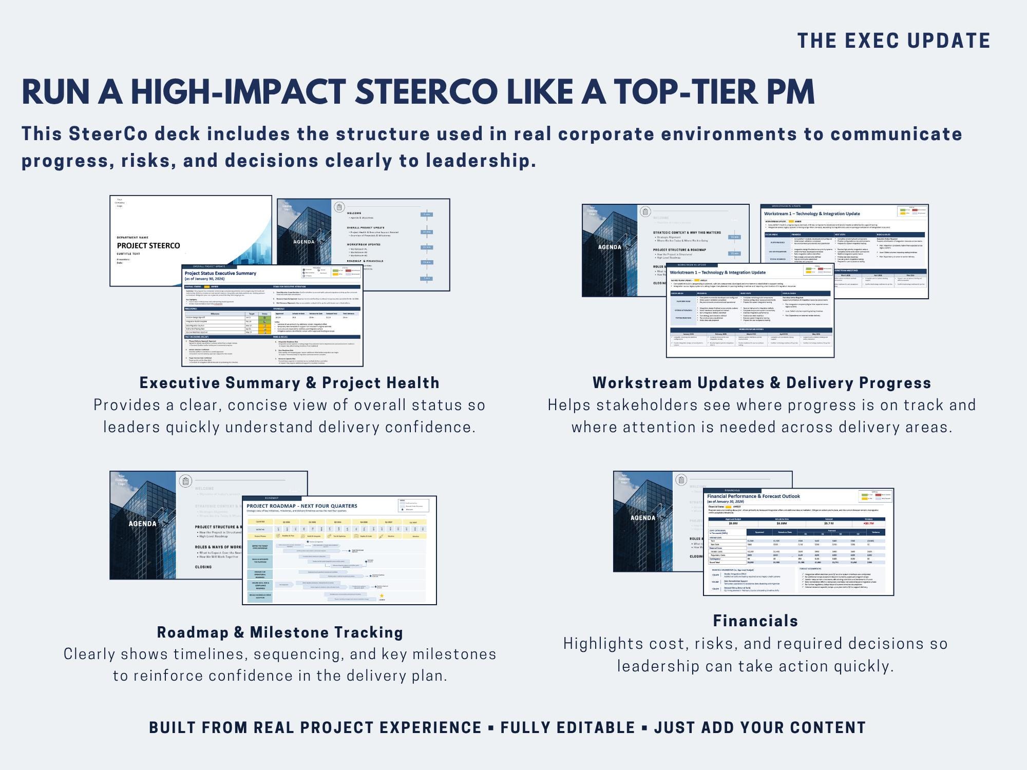 Steerco Deck Powerpoint Template | Executive Status Report + Project ...