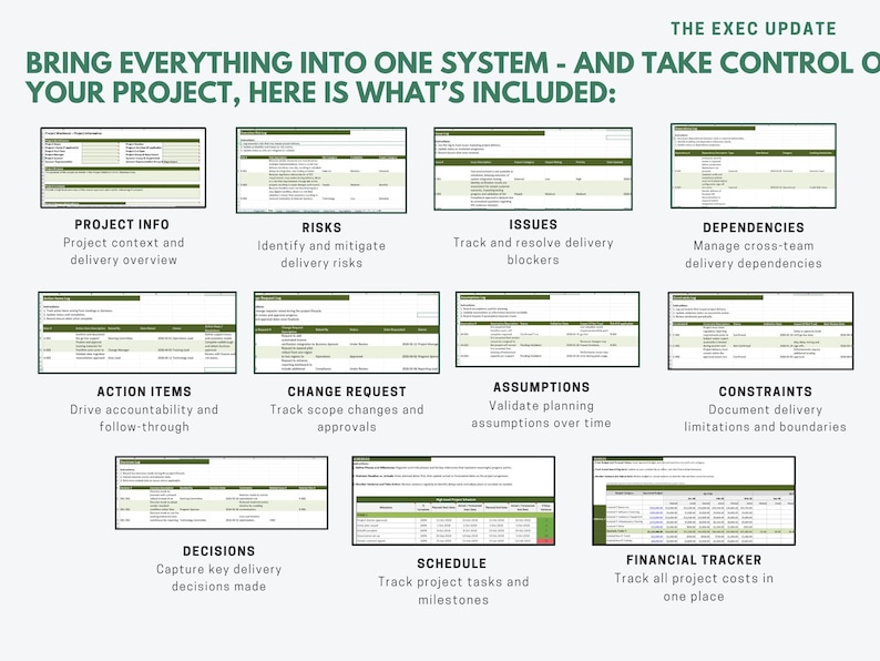 Project Management Excel Tracker | RAID Log Template | Project Control ...