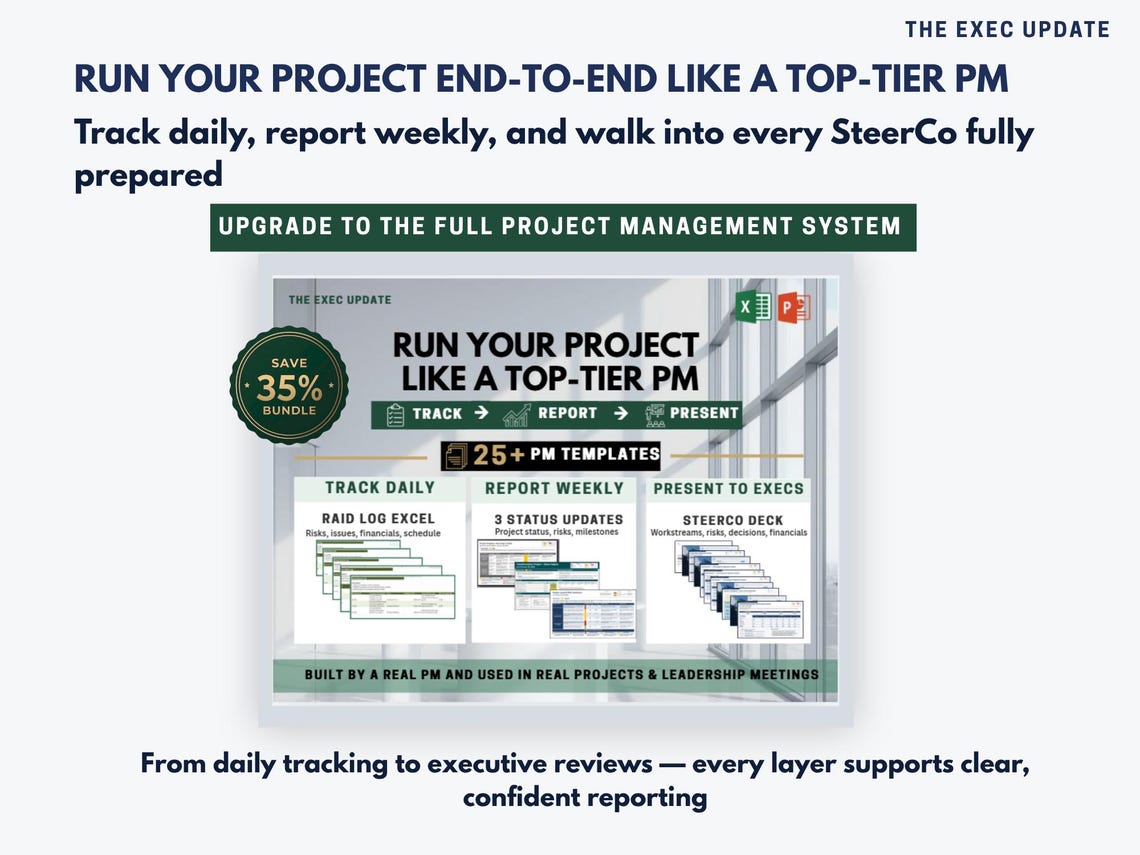 Steerco Deck Powerpoint Template | Executive Status Report + Project ...