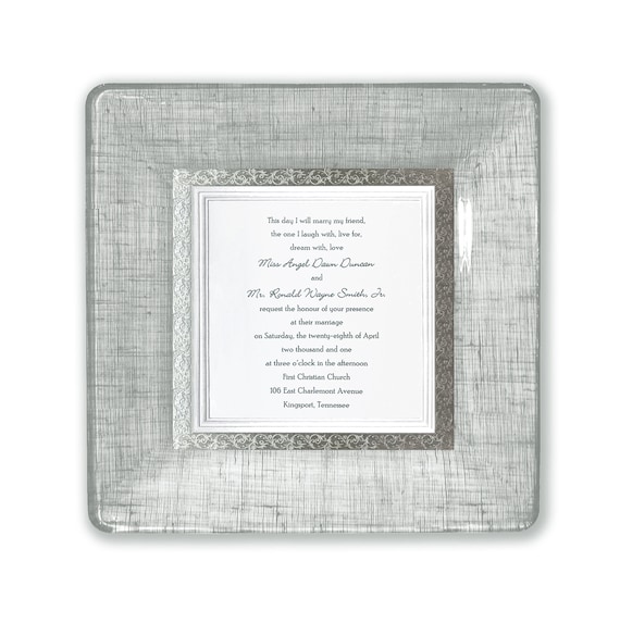 Personalized Silver Wedding Invitation Plate Metallic | Etsy