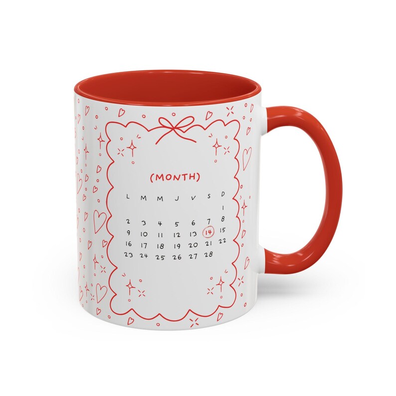 Personalized Calendar Mug with Custom Text & Date - Cute Coffee Mug ...