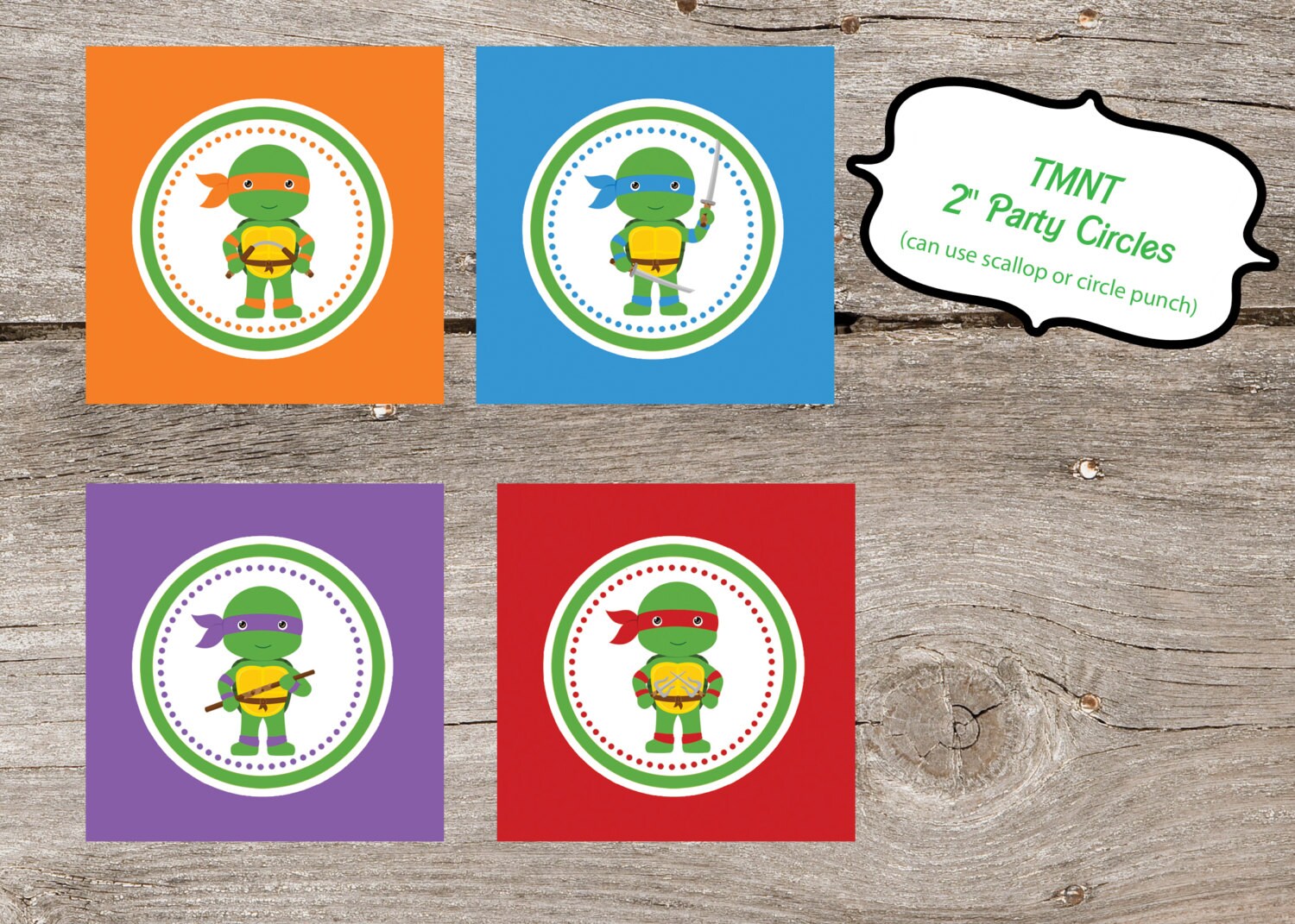 Teenage Mutant Ninja Turtle Party Circles PDF Printable - Etsy