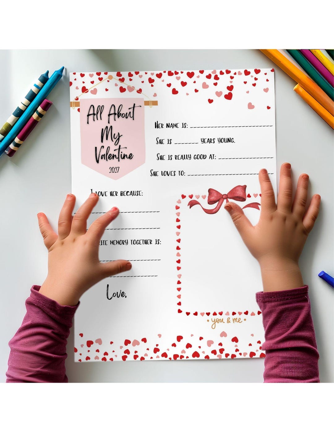 Kids Valentine Fill-in Card: Gift for Parents & Grandparents (instant ...