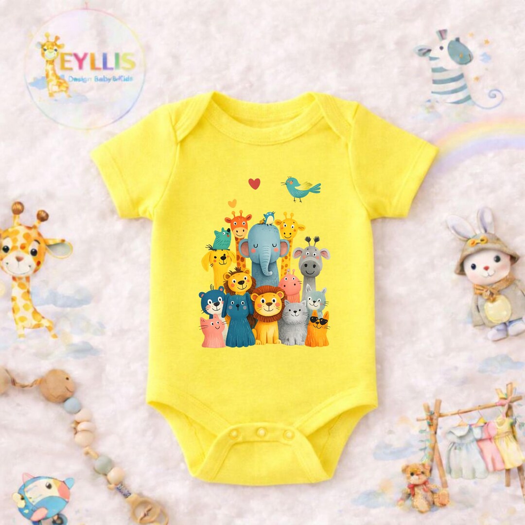 Animal Stack Baby Onesie – Giraffe, Lion, Elephant, Soft Cotton - Etsy