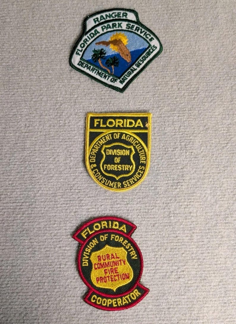 VINTAGE Florida Forestry & Park Ranger Patch Lot - 3pc - Division of ...