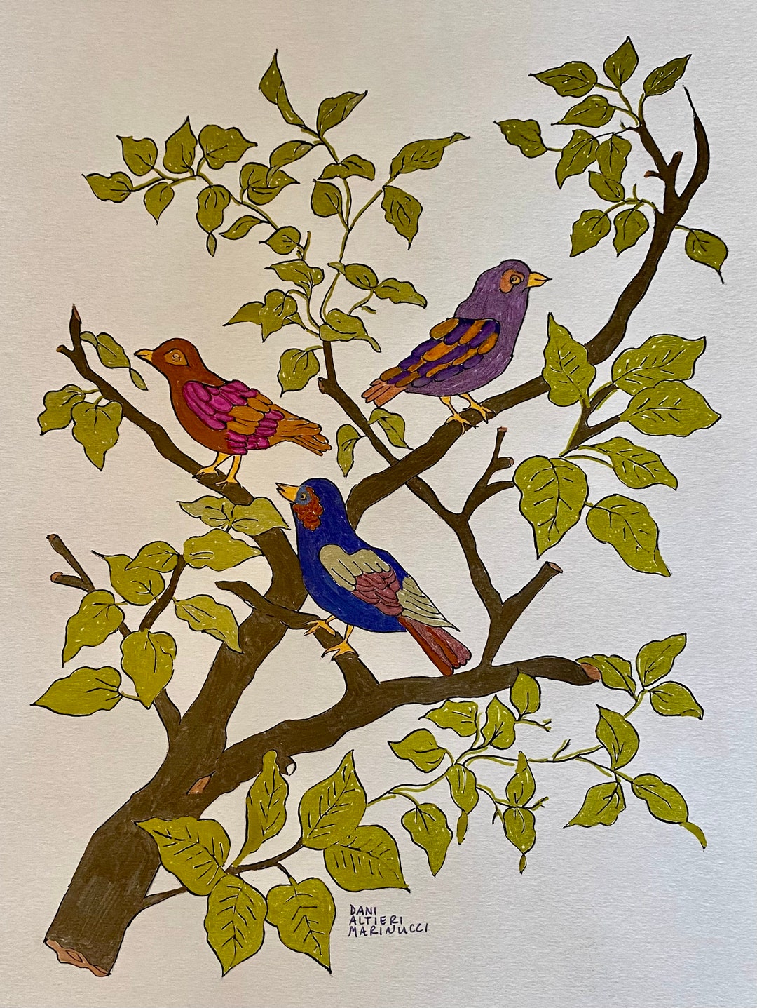 Three Birds - Original Art - Etsy