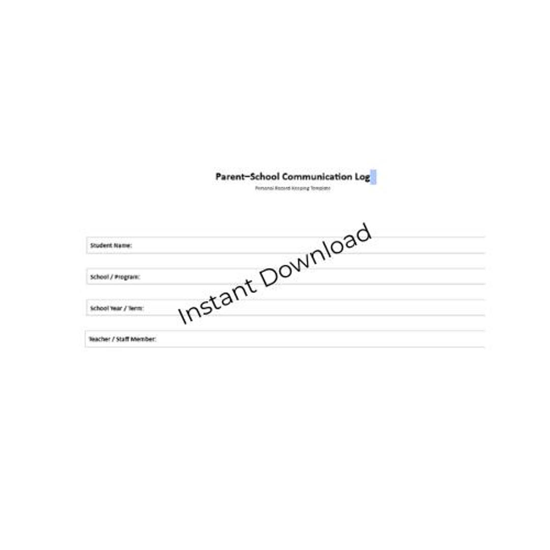 Parent School Communication Log Printable | Teacher Contact Record ...