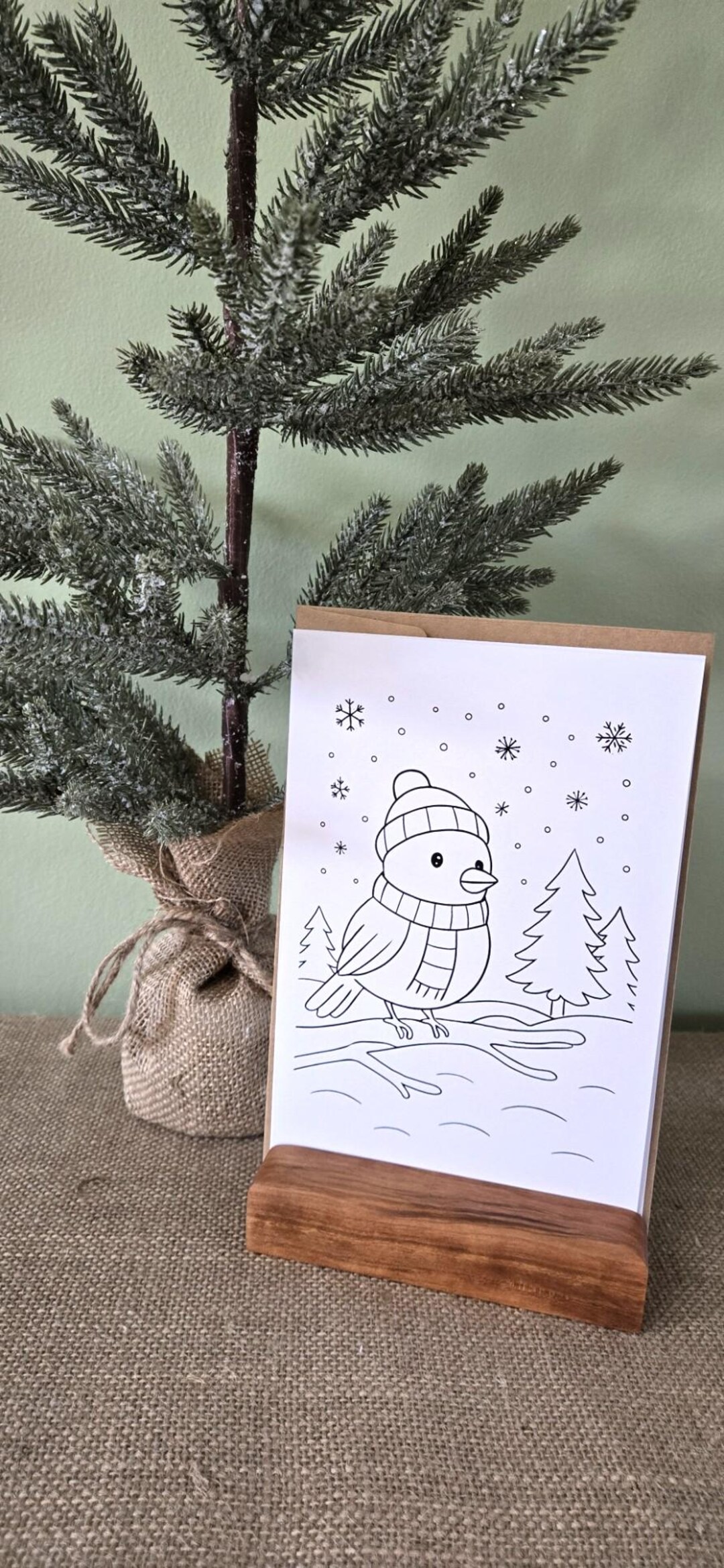 Christmas Bird Coloring Card - Kids' Holiday Activity With Envelope ...