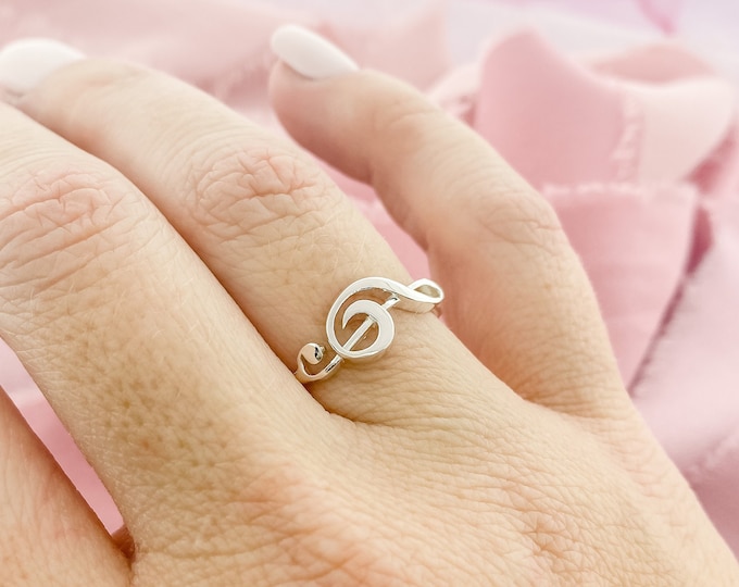 Treble Clef Ring, Sterling Silver Music Note Ring, Gift for Music Lover - Etsy