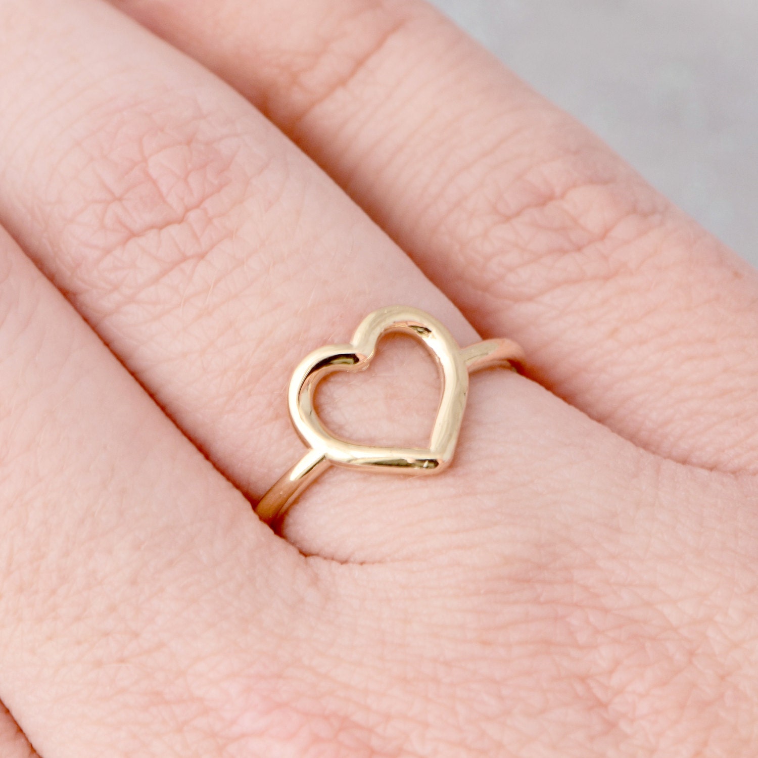 10K Yellow Gold Heart Ring 10K Gold Ring Real Gold Ring | Etsy