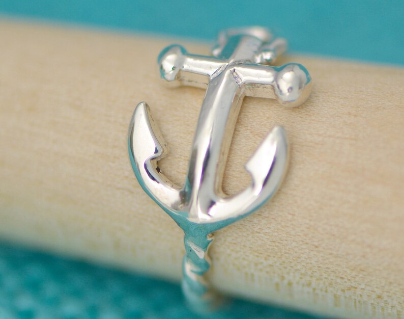 Anchor Ring Sterling Silver Anchor Ring Sideways Anchor - Etsy