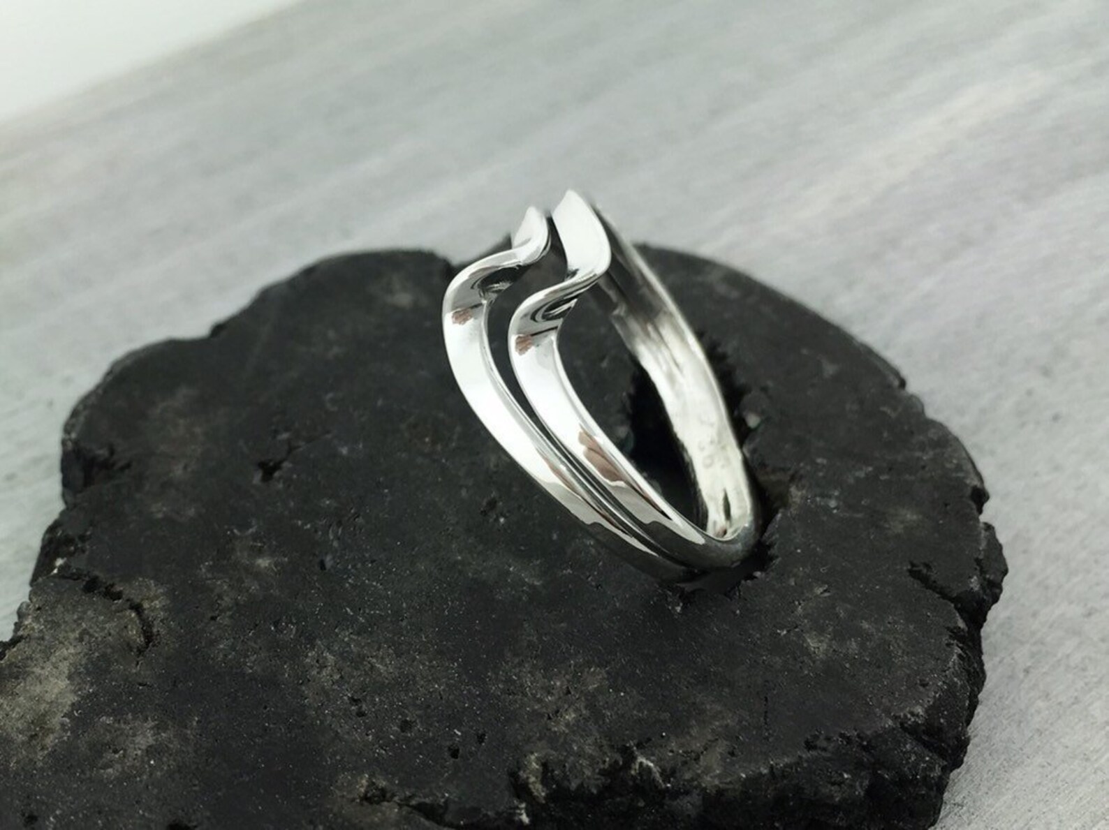 Double Wave Ring, Wave Band, Silver Jewelry, Sterling Silver Ring Band ...