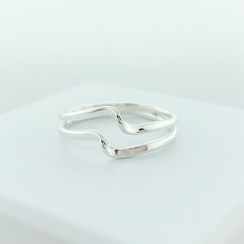 Double Wave Ring Wave Band Silver Jewelry Sterling Silver - Etsy