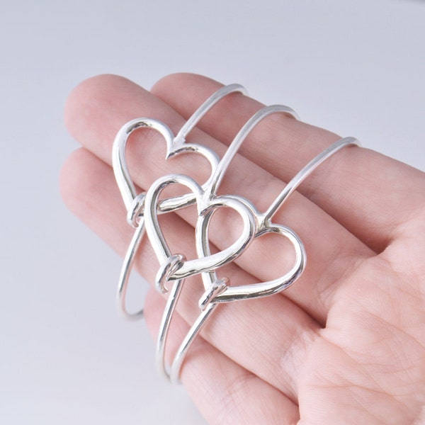 Sterling Silver Heart Bracelet - Etsy