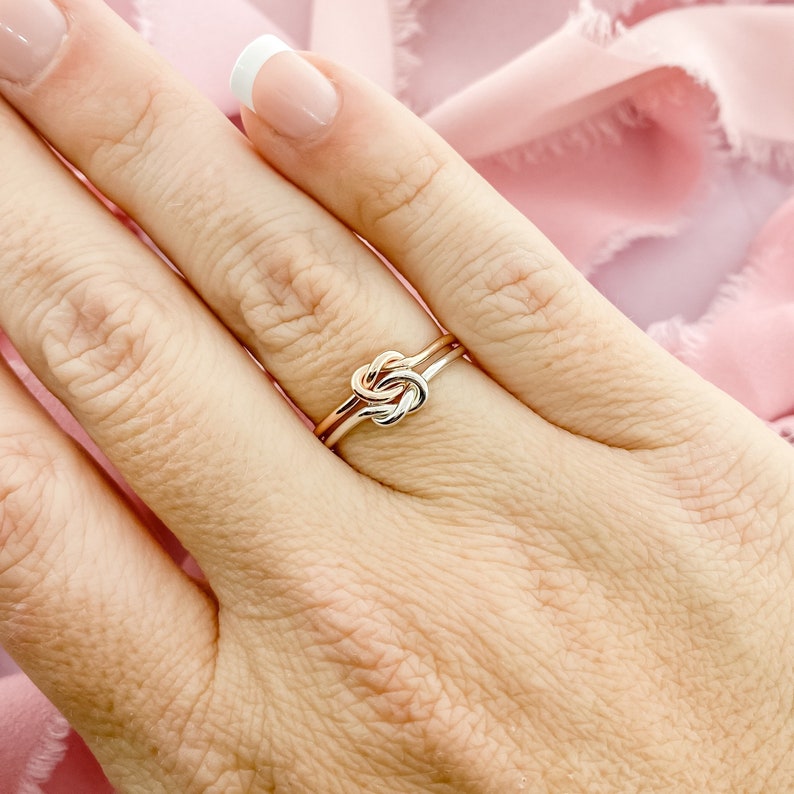 Double Knot Ring Rose Gold Filled Ring Two Toned Ring Two - Etsy