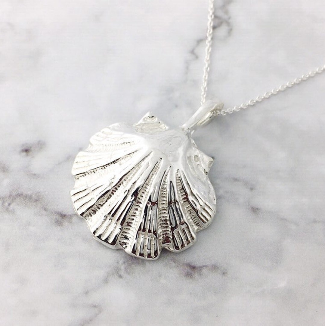 Sea Shell Necklace, Silver Pendant, Silver Shell Necklace, Beach Shell ...