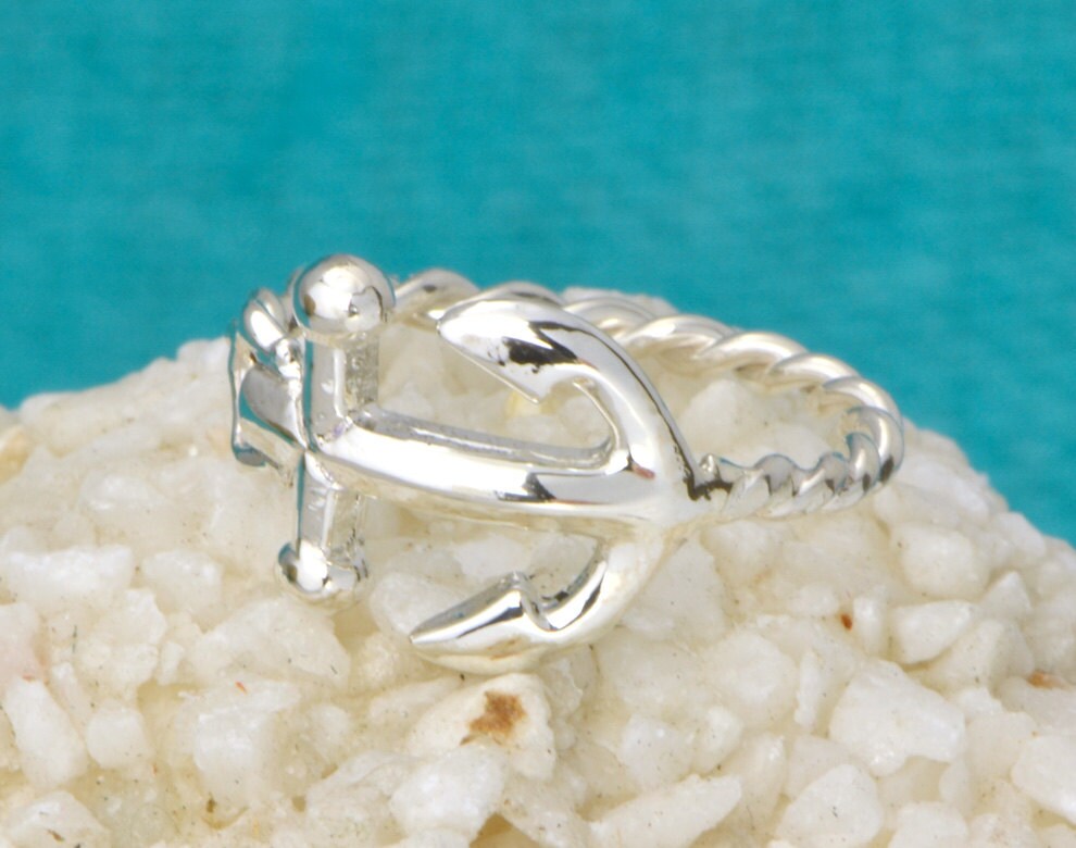 Anchor Ring Sterling Silver Anchor Ring Sideways Anchor | Etsy