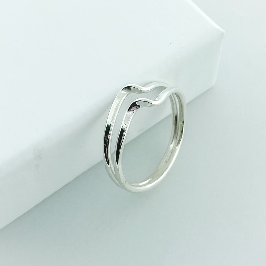 Double Wave Ring, Wave Band, Silver Jewelry, Sterling Silver Ring Band ...