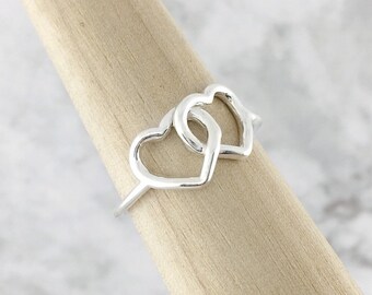 Two Hearts Ring | Etsy