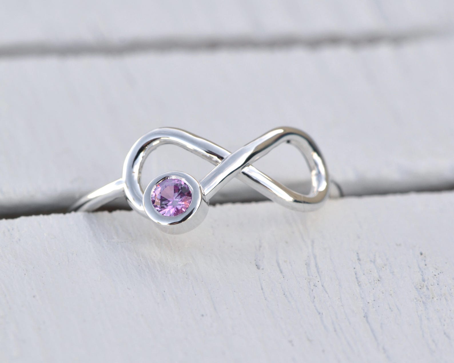 Promise Ring for Her Infinity Birthstone Ring for Her | Etsy