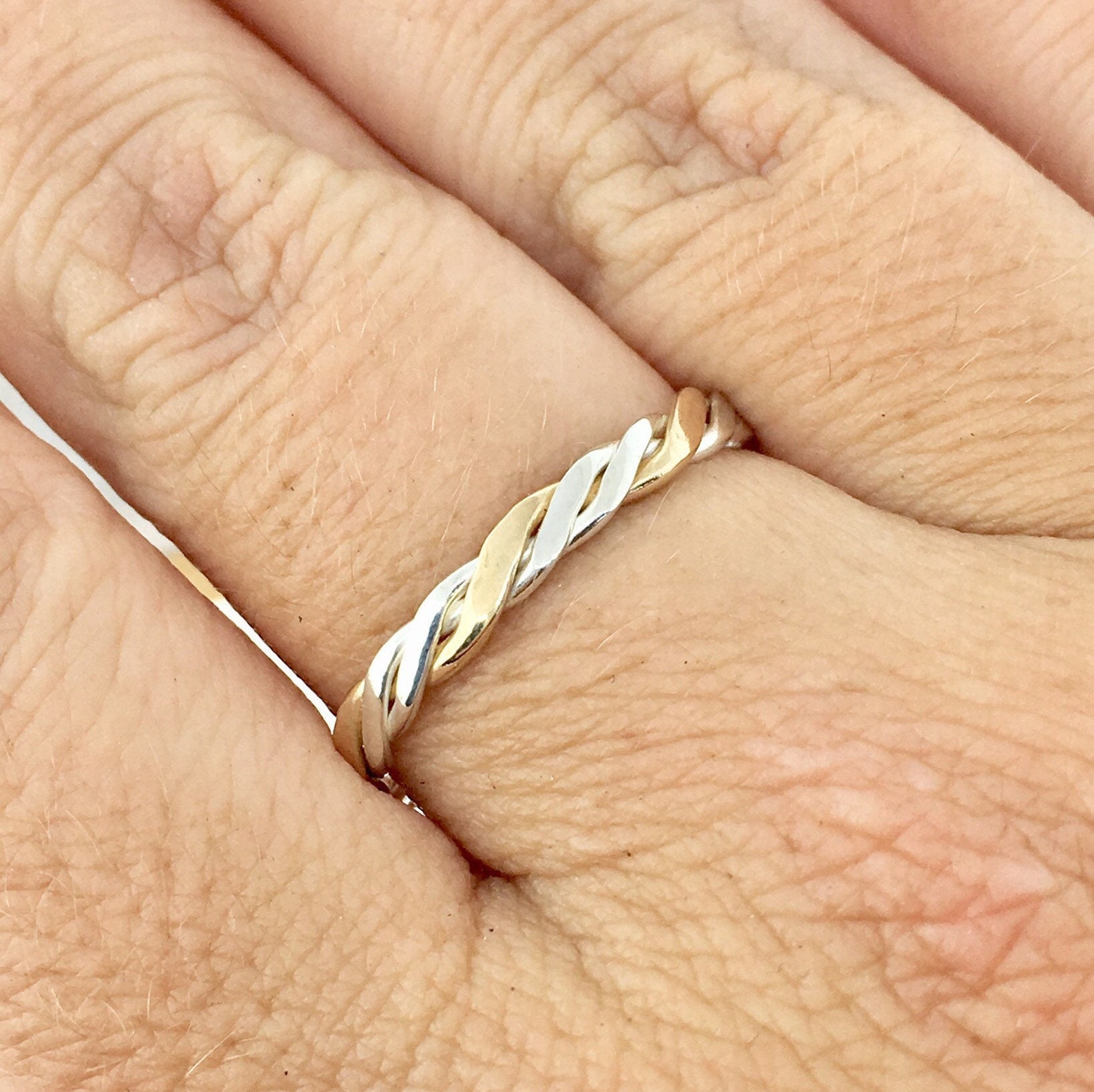 Two Tone Twist Ring Gold and Silver Ring for Women Stacker - Etsy