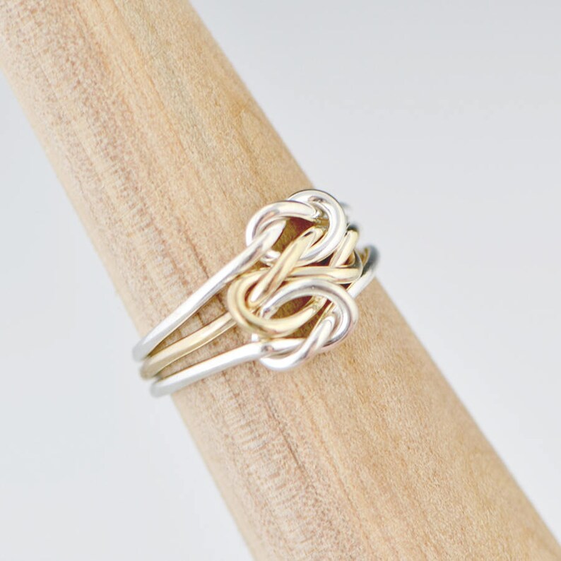 Two Tone Ring Triple Knot Ring Mixed Metal Love Knot Ring - Etsy