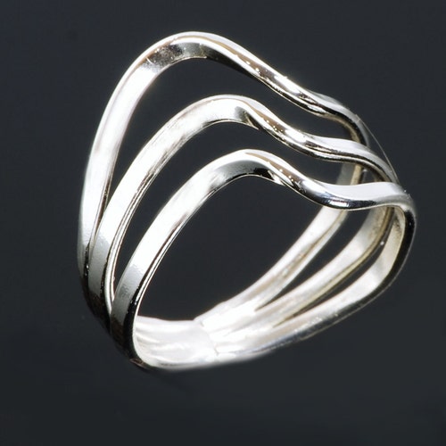 Sterling Silver Triple Wave Ring Triple Band Ring Silver - Etsy