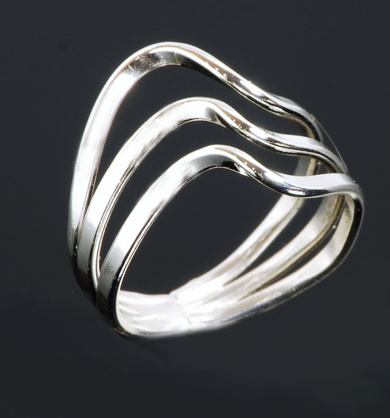 Sterling Silver Triple Wave Ring Triple Band Ring Silver - Etsy