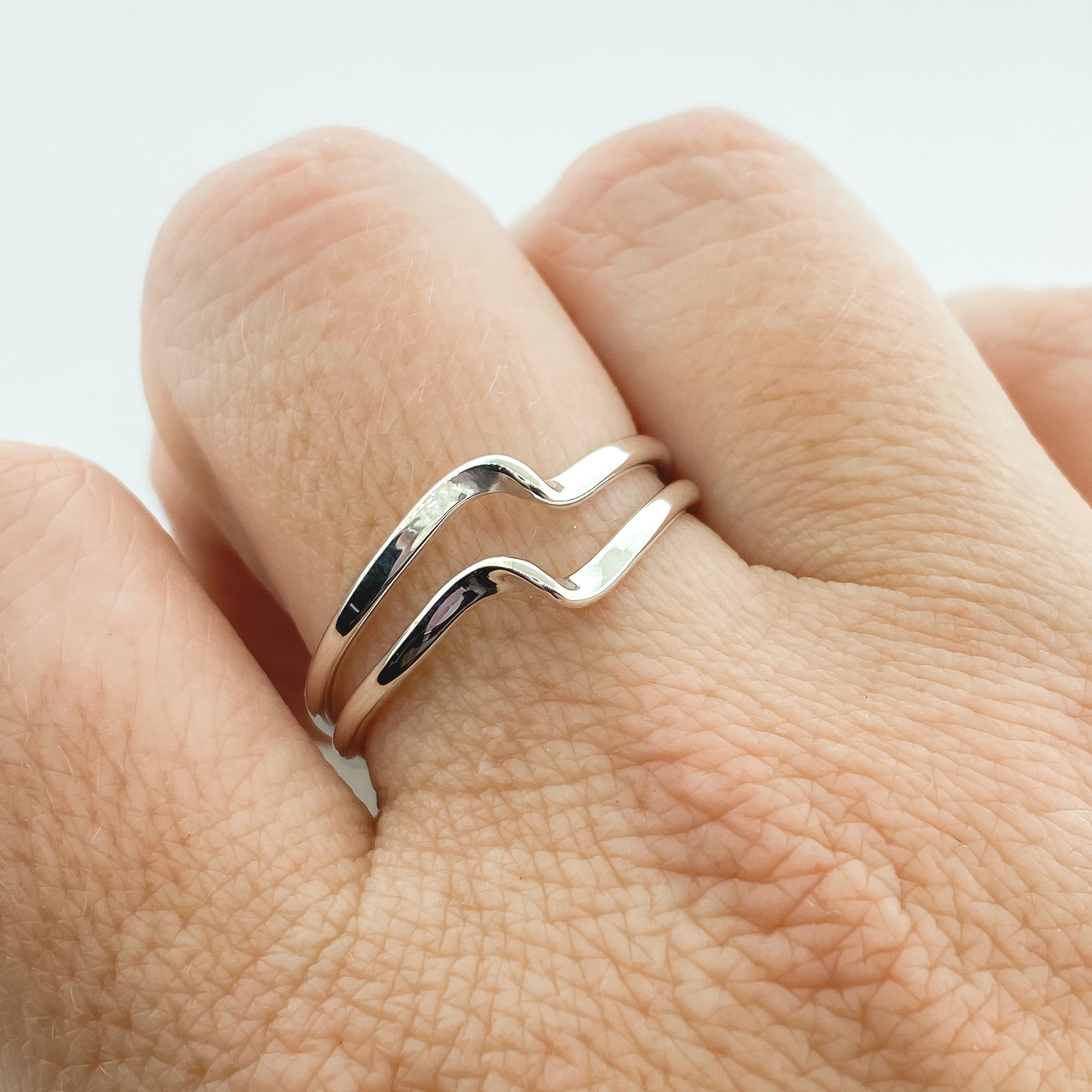 Double Wave Ring, Wave Band, Silver Jewelry, Sterling Silver Ring Band ...