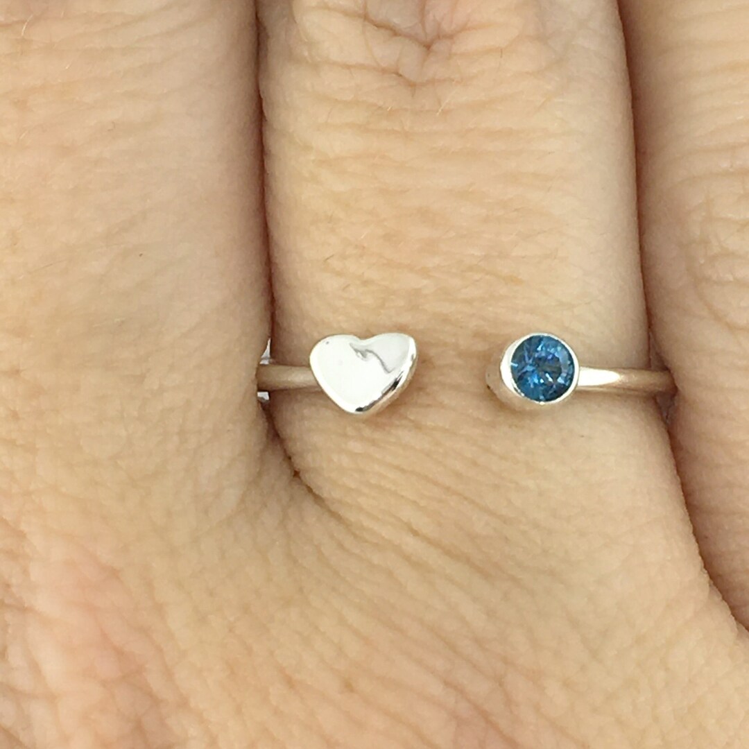 Anneau à cœur ouvert, Bague en pierre bleue, Anneau en pierre de ...