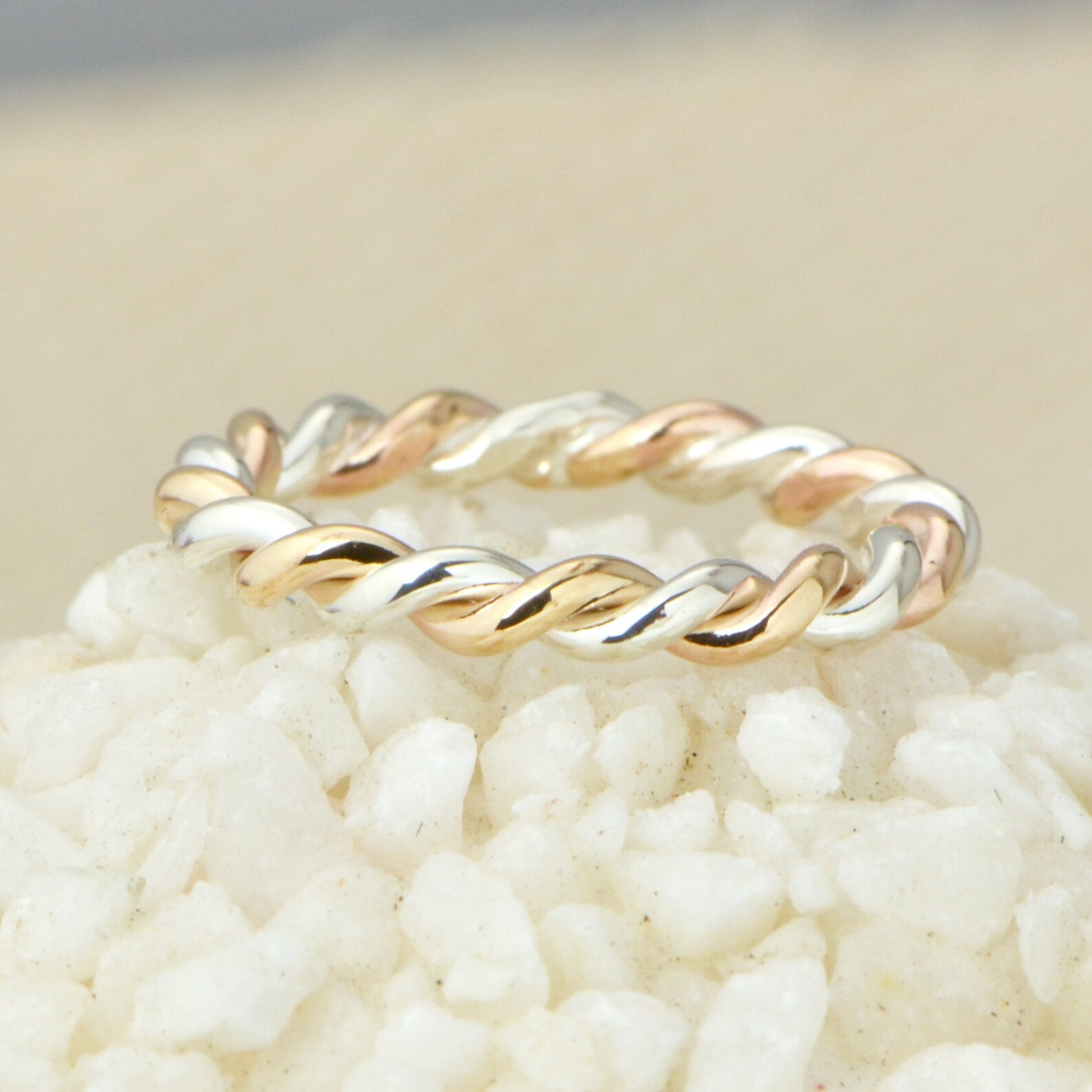 14K Rose Gold Filled Twist Ring Stacker Ring Thumb Ring | Etsy