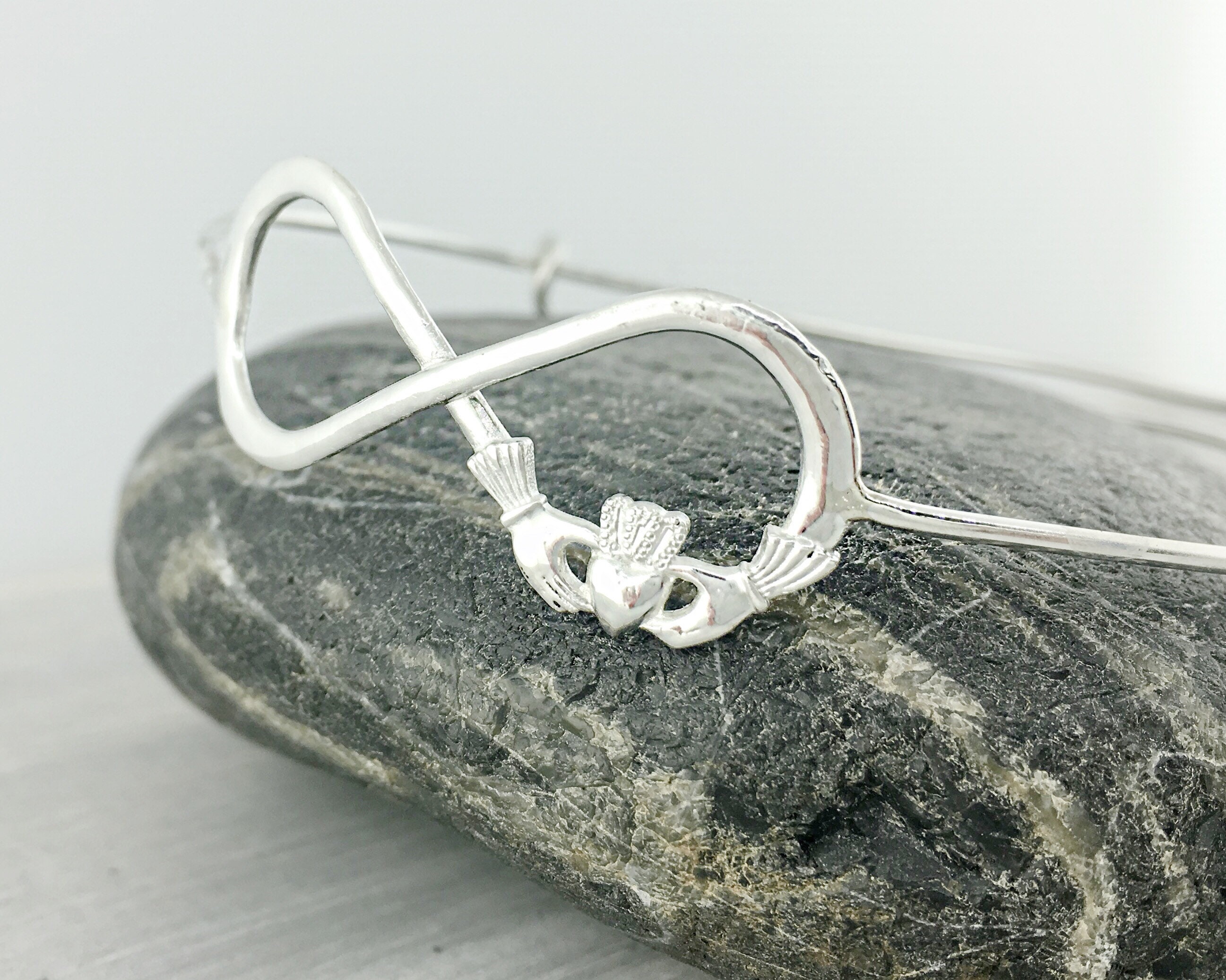 Claddagh Bracelet Claddagh Jewelry Bangle Bracelet Irish | Etsy