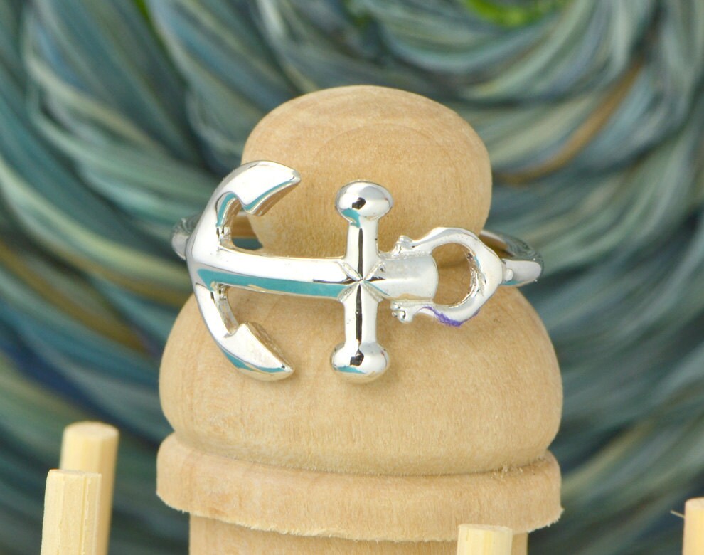 Anchor Ring Sterling Silver Anchor Sideways Anchor Ring | Etsy