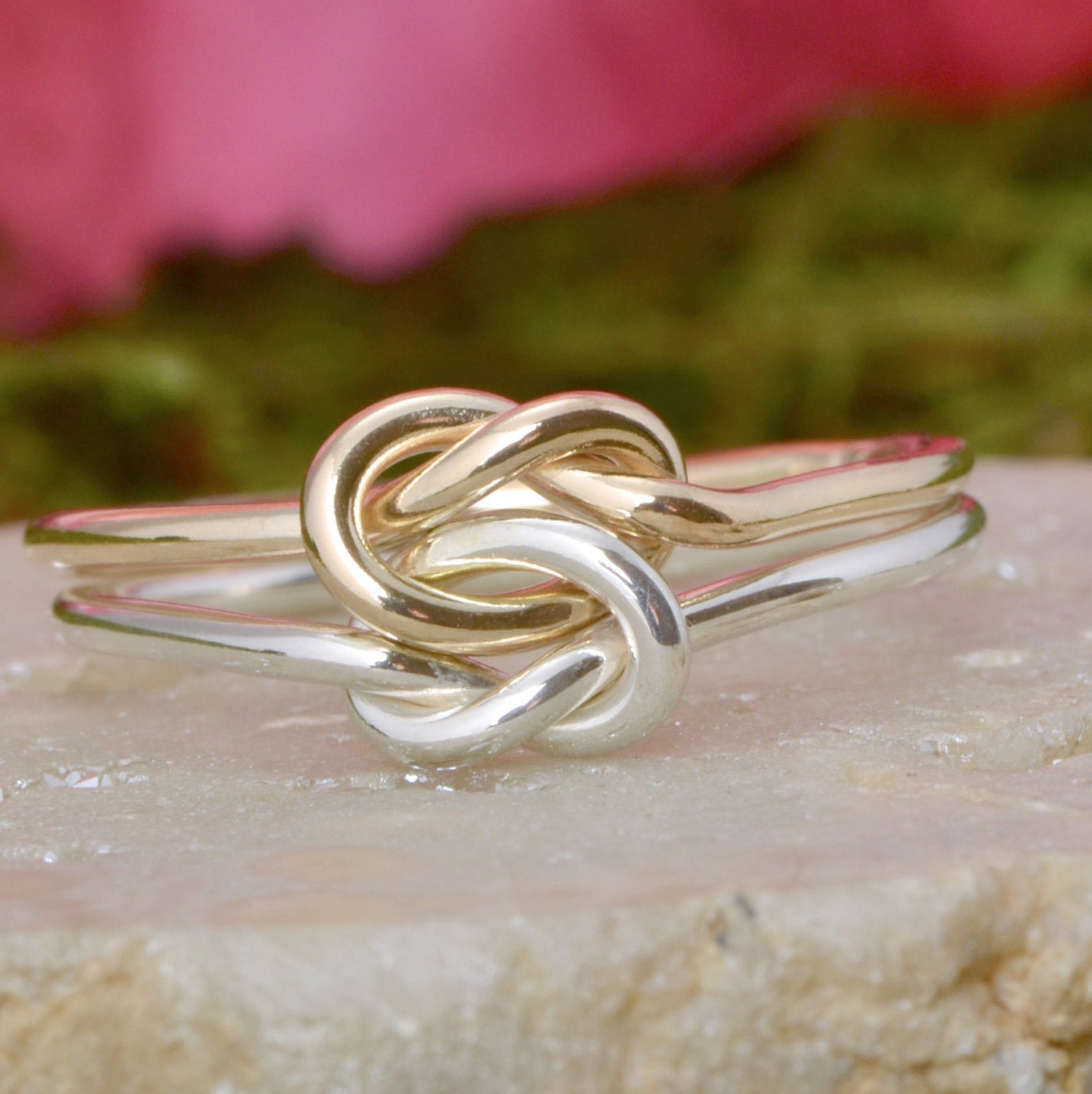 Double Knot Ring, Knot Promise Ring, Gold Filled Ring, Two Toned Ring ...