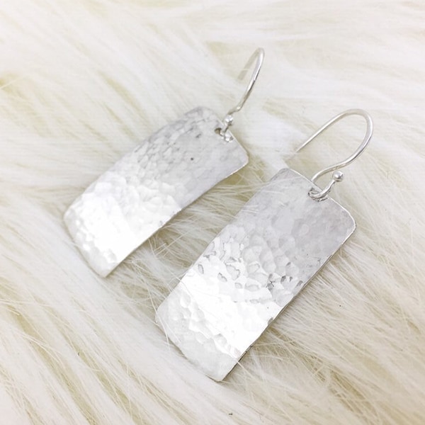 Hammered Silver Earrings - Etsy