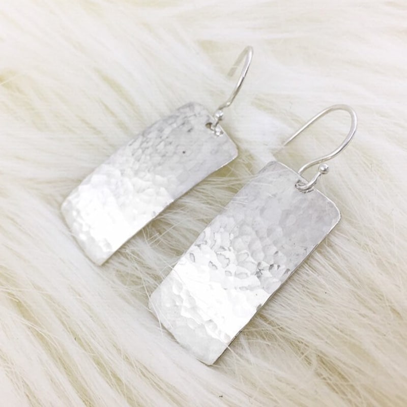 Hammered Silver Earrings - Etsy