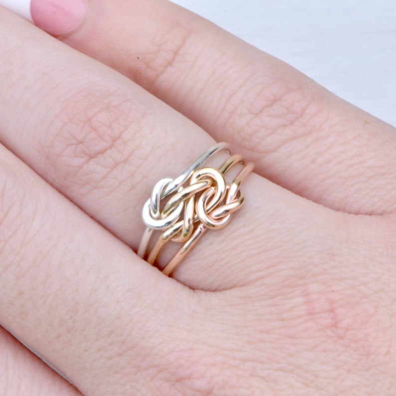 Two Tone Ring Triple Knot Ring Mixed Metal Love Knot Ring - Etsy