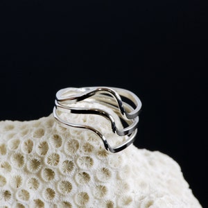 Sterling Silver Triple Wave Ring, Triple Band Ring, Silver Ring ...