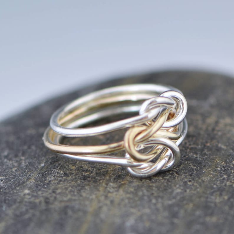 Two Tone Ring Triple Knot Ring Mixed Metal Love Knot Ring - Etsy